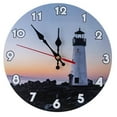 VOCOO 10Inch Wooden Lighthouse Wall Clock, Silent Non Ticking, Battery ...