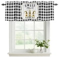 Bee Dwarf 2 Panels Kitchen Valance, Sweet Gnomes Black White Plaid Farm ...