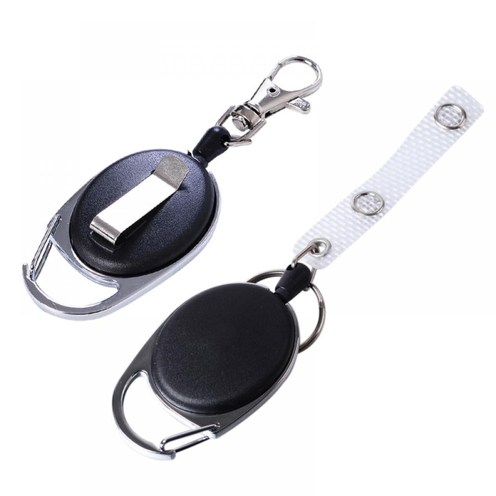 2PCS Black Retractable Key Chain Badge Card Holders, Retractile Key ...