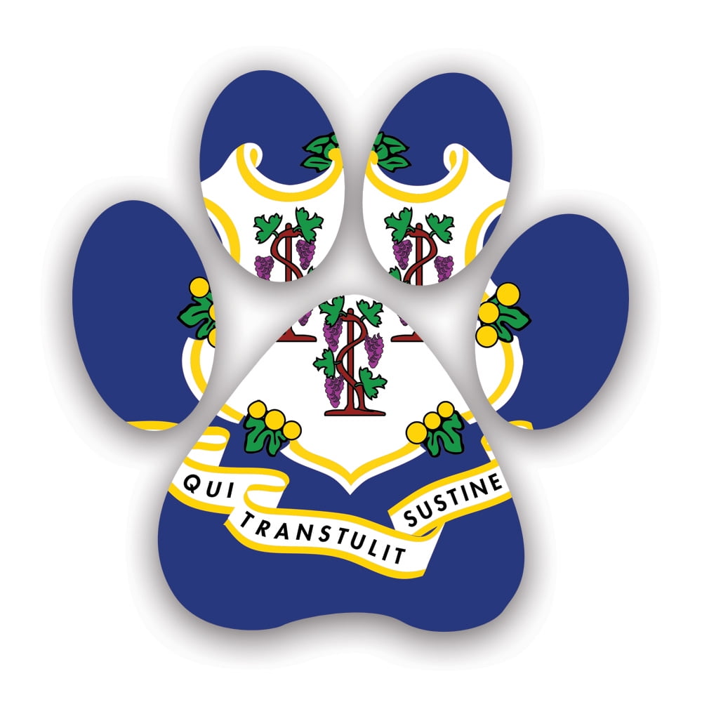 Connecticut State Paw Print Shaped Sticker Decal - Self Adhesive Vinyl ...