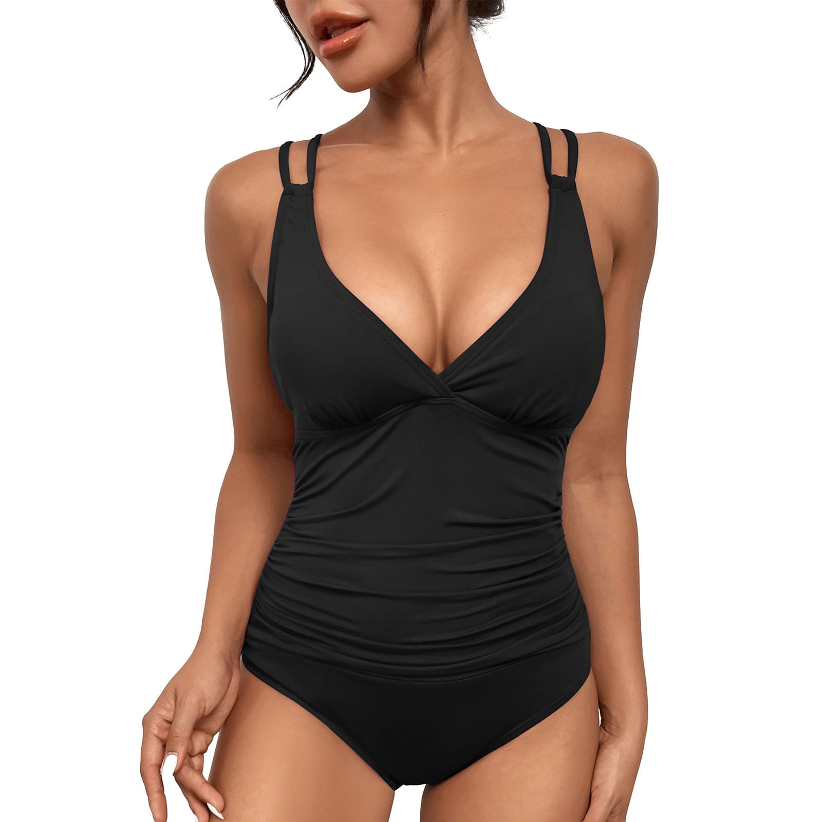 Vintage Bikini Knee Shorts Swimsuits For Women Bathing Suits Criss Back
