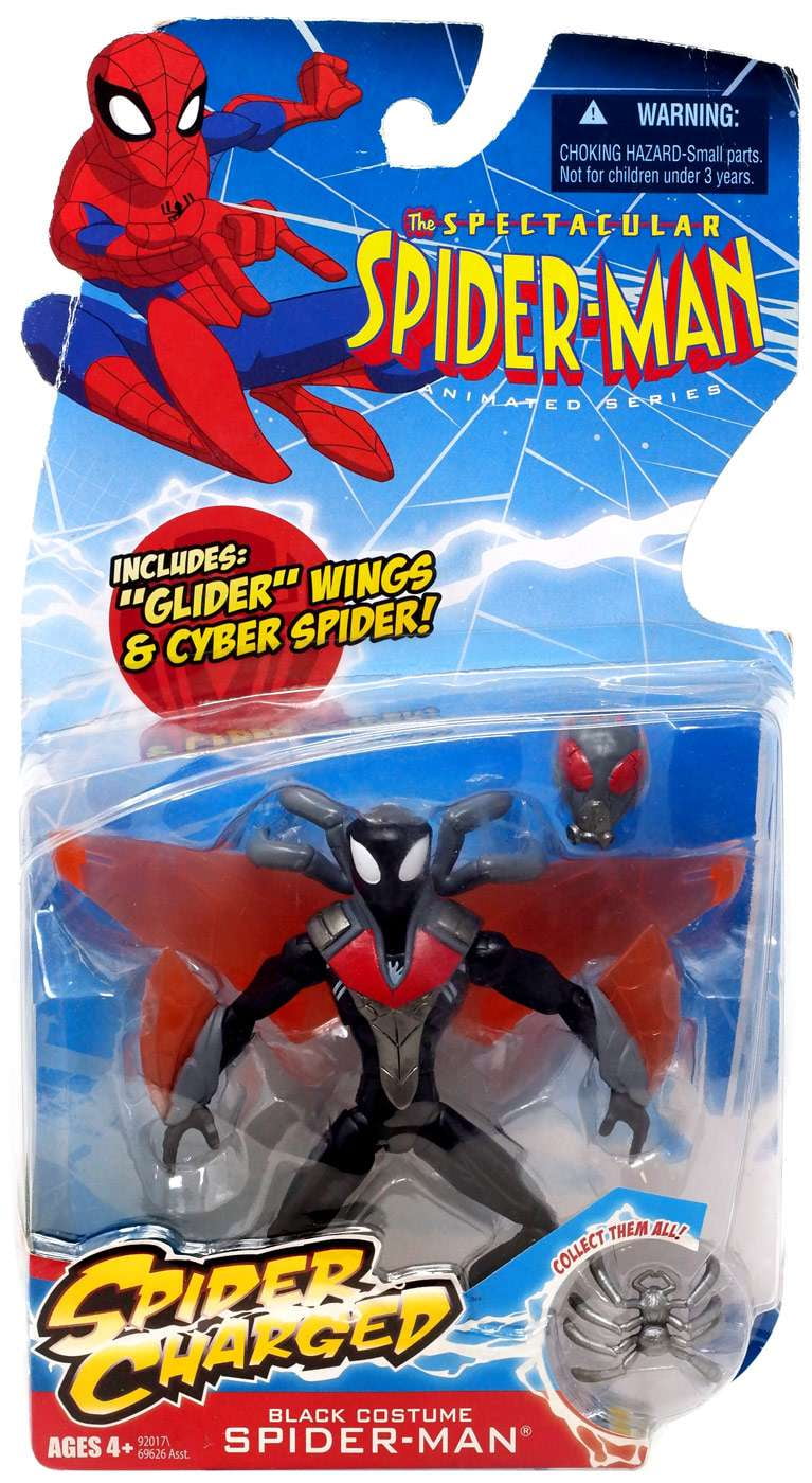 Spider-Charged Black Costume Spider-Man Action Figure (Glider Wings ...