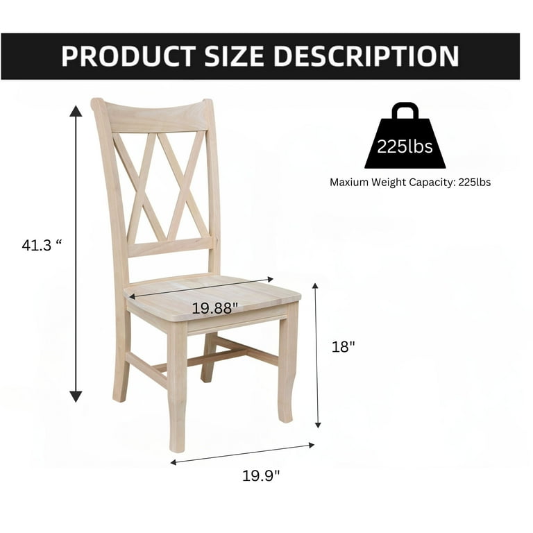 Free Shipping International Concepts Solid Wood Double X back Stools in Unfinished Set of 2 Walmart