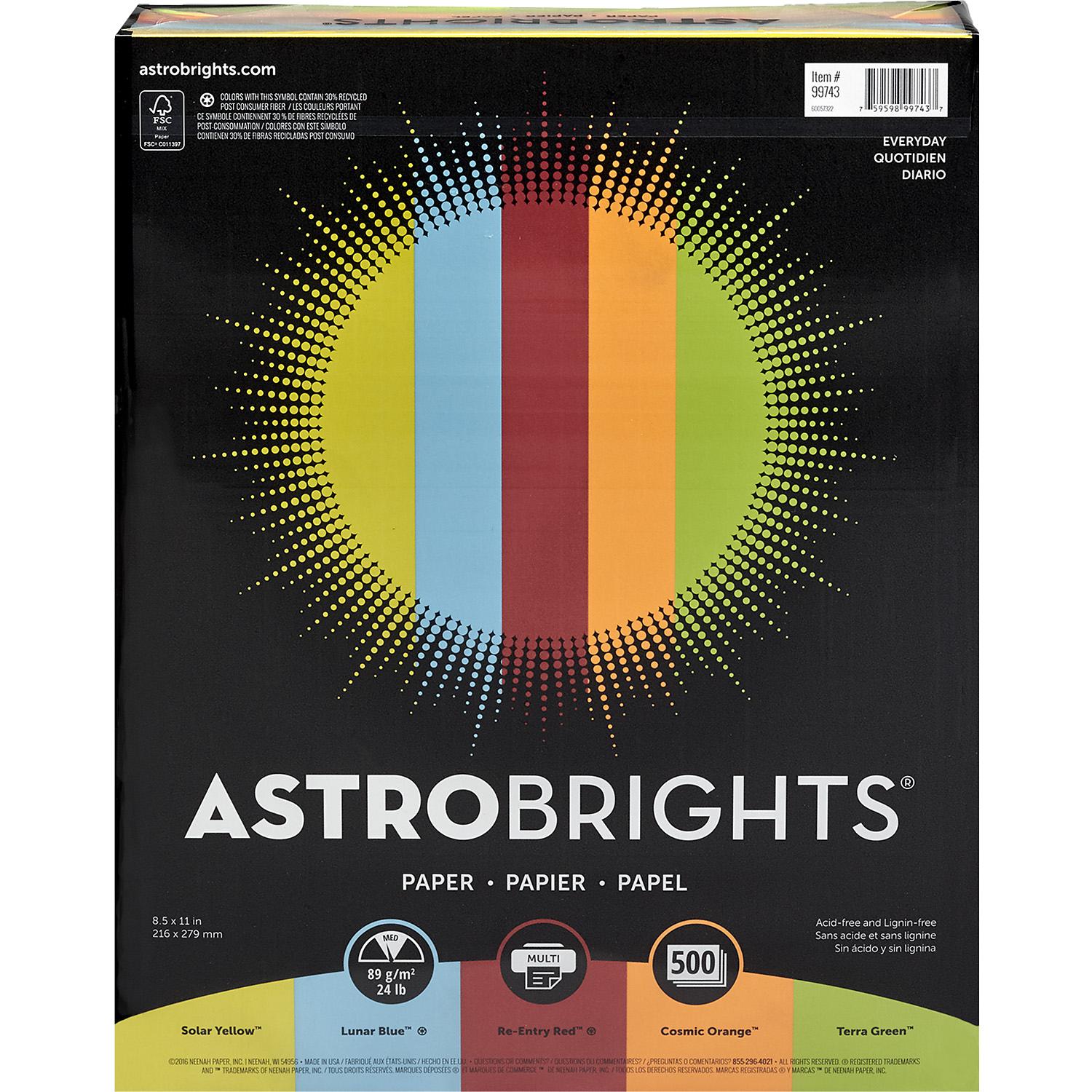 Astrobrights Color Paper, 24 lb., 8.5" x 11", â€œEverydayâ€ 5-Color ...