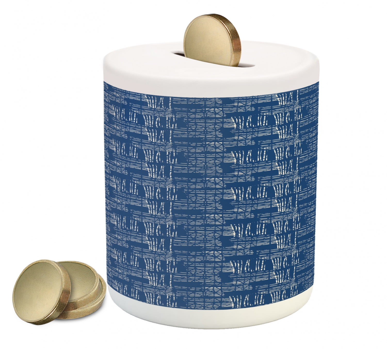 Blue and White Piggy Bank, Watercolor Style Tie Dye Effect Indonesian ...