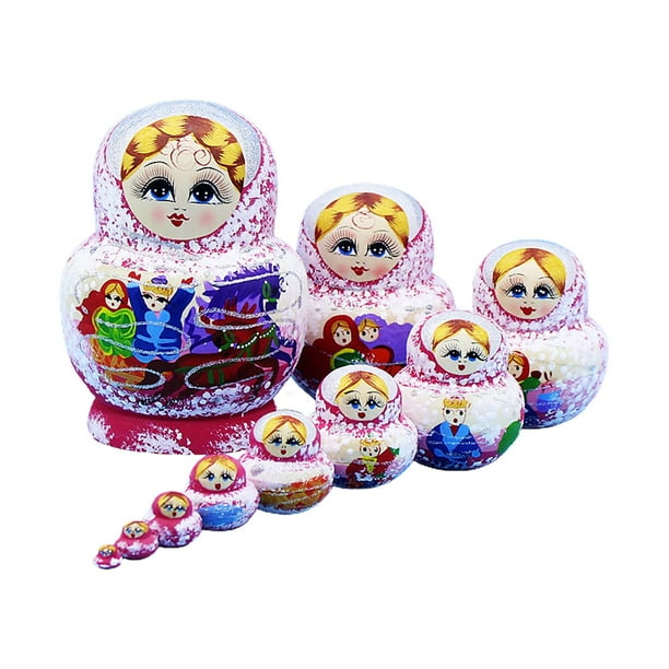 10 Pieces Wooden Nesting Dolls Stacking Decoration Figures Collectible ...