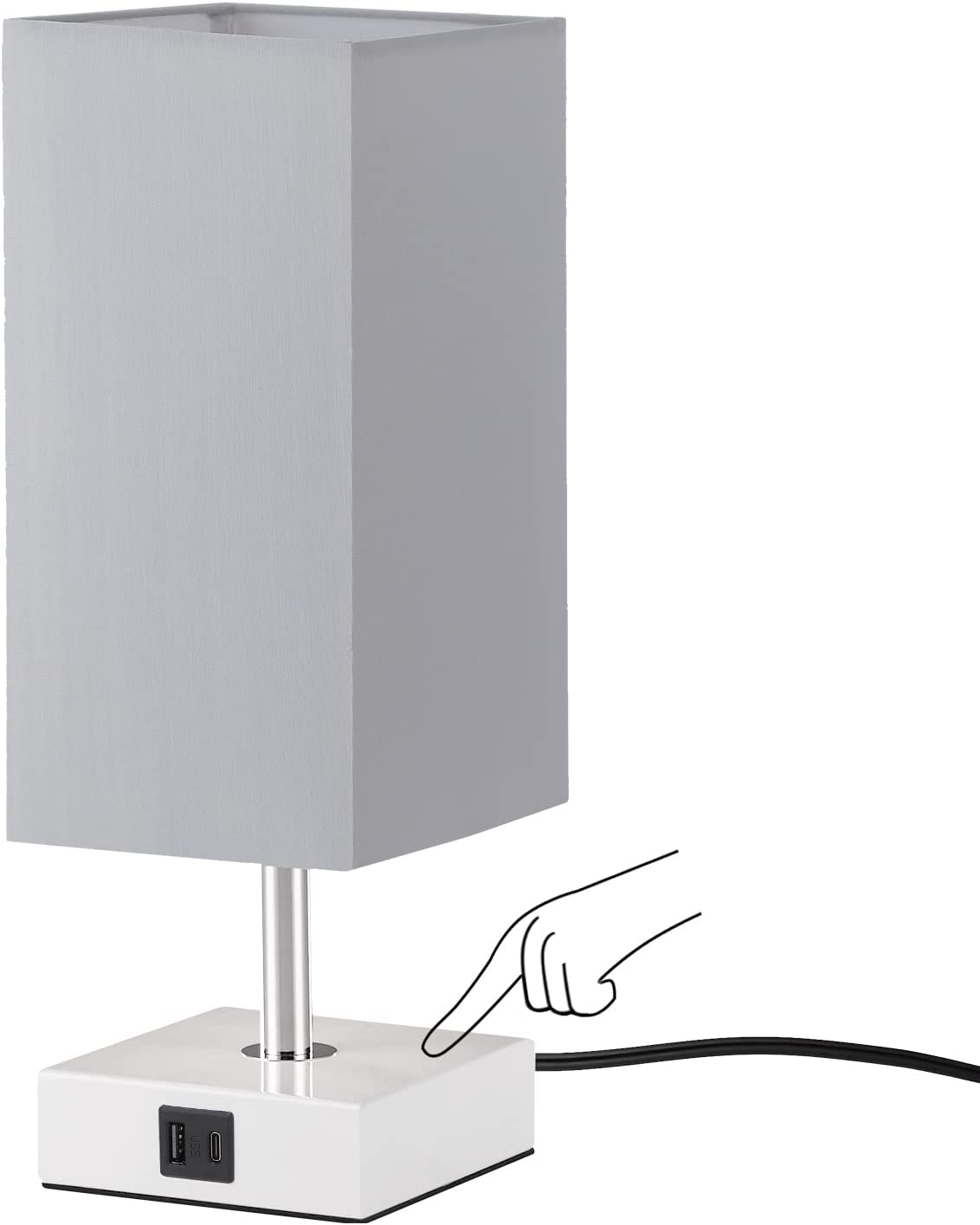 Grey Touch Table Lamp with USB,LED Bulb Included - Walmart.com