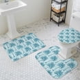 Blue Palm Tree Bathroom Rugs Set Country Linen Texture Tropical Plant ...