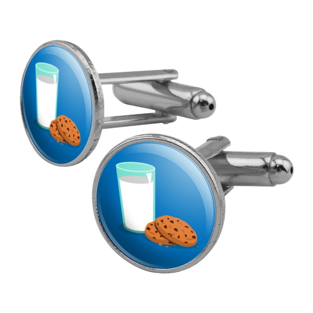 Glass Of Milk and Cookies Round Cufflink Set Silver Color - Walmart.com