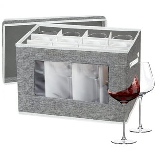 Stemware Storage Container with Dividers Hard Top and Sides Padded Box ...