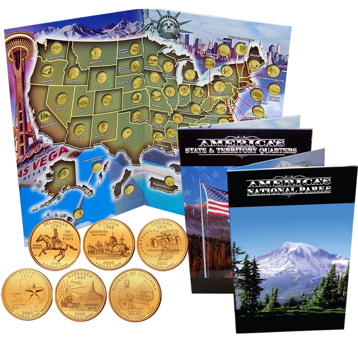 Complete 56 State and Territory Quarter Collection Gold Plated in ...