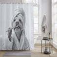 Bathroom Funny Dog Shower Curtain for Bathroom, The Dog Brushing Its ...
