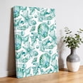 Coastal Seashell Canvas Wall Art for Living Room, Summer Nautical Green ...