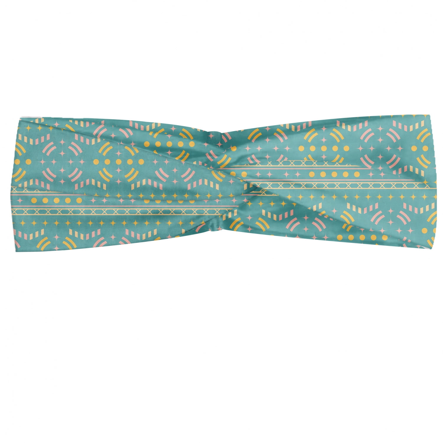 Geometric Headband, Pastel Retro Groovy Disco Themed Abstract Shapes in ...