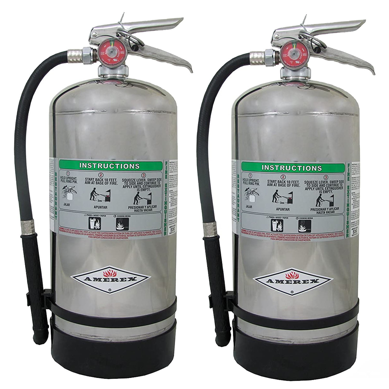 Amerex B260, 6 Liter Wet Chemical Class A K Fire Extinguisher - 2 Pack ...