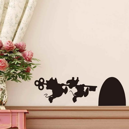 Cartoon Mouse Hole Wall Art Sticker PVC Home Kids Decals; Dinning Room ...