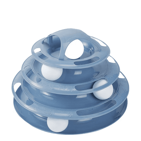 Interactive Cat Puzzle Ball Tower - Cat Toy (Four Layers Light Blue ...
