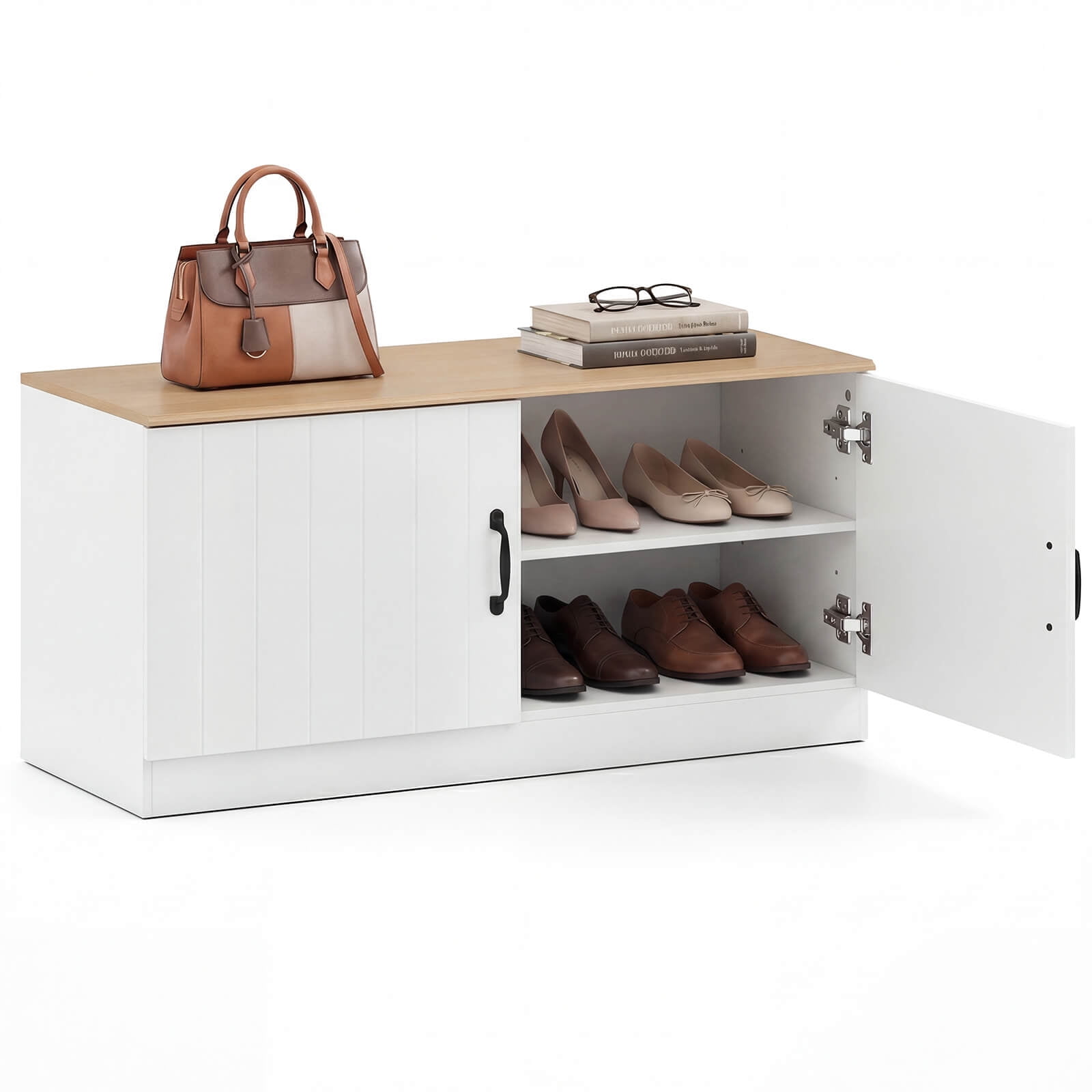 Click here for Costway 2-Door Shoe Bench With Adjustable Shelves... prices