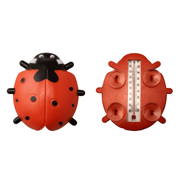 Dependable Industries Red Lady Bug Insect Shape Window Thermometer ...