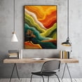Colorful Quilt Landscape Wall Art, Vibrant Textile Mountain Print, Faux ...