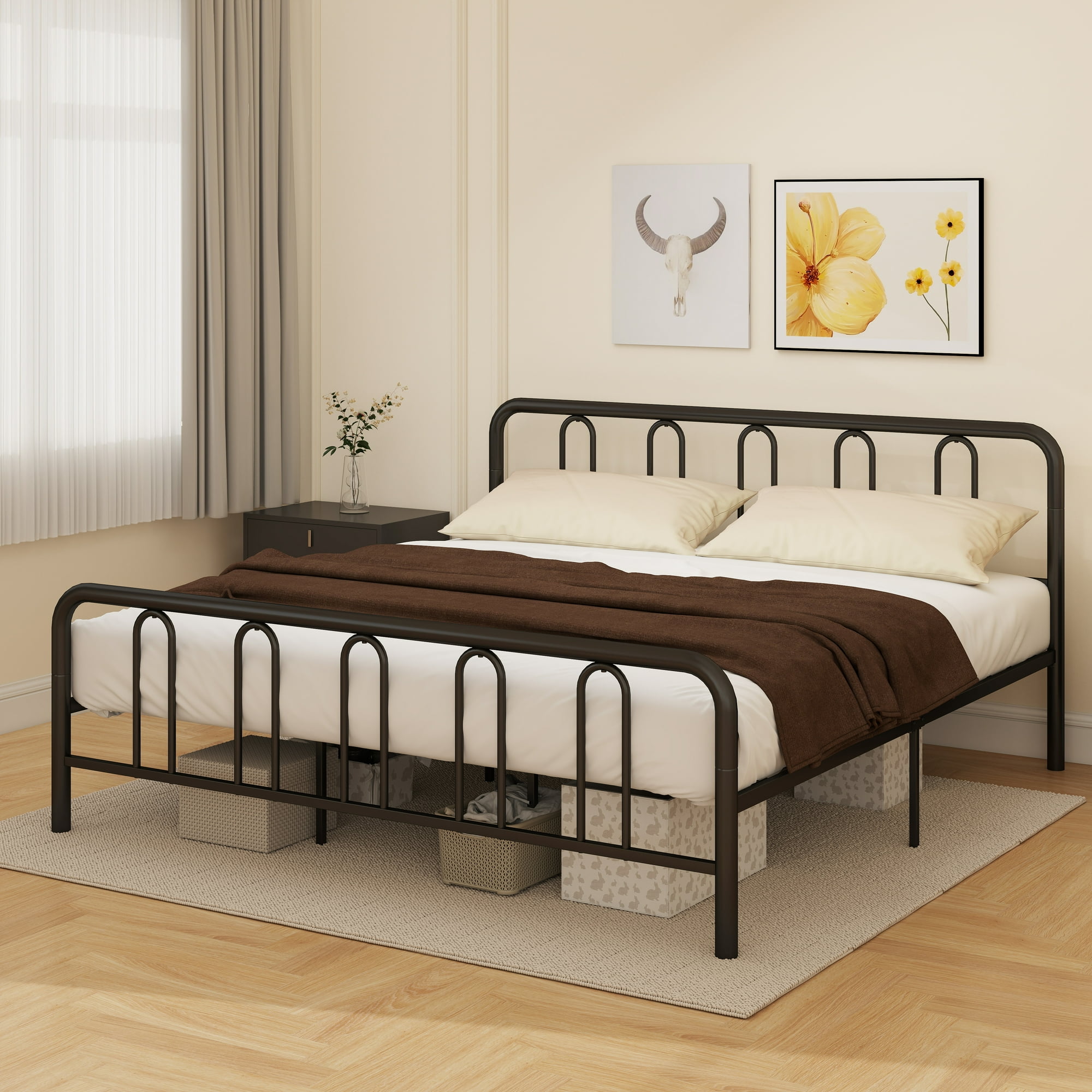 Click here for Gymax King Size Metal Bed Frame Headboard Footboar... prices