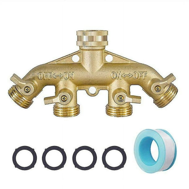 Garden Brass Hose Splitters 4 Way Tap Hose Connectors Water Distributor ...