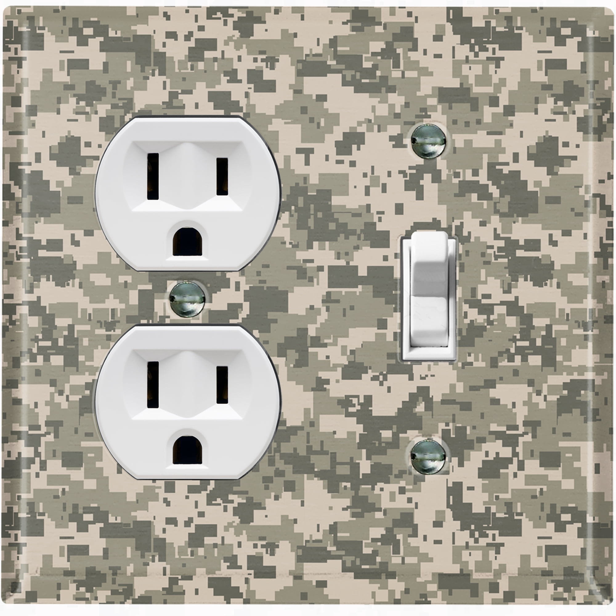 Metal Light Switch Plate Outlet Cover (ACU Camo - Single Duplex Single ...