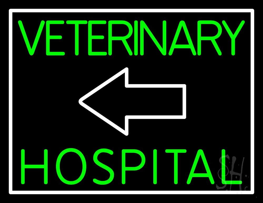 Veterinary Hospital With Arrow LED Neon Sign 24 x 31 - inches, Black ...