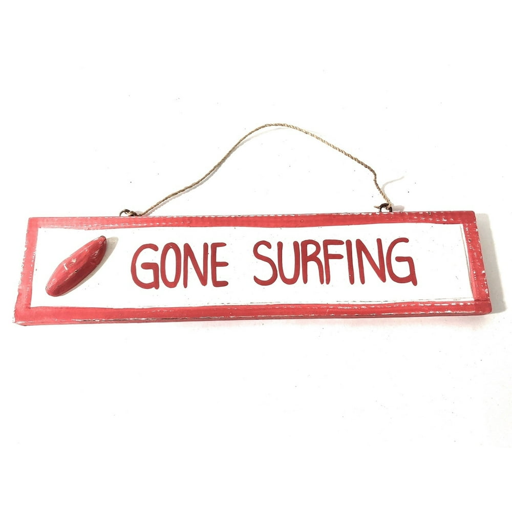 Gone Surfing 12" Sign - Rustic coastal Decor Red | #ort1703230r ...