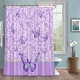 Butterfly Floral Shower Curtain for Bathroom, Purple Floral Texture ...