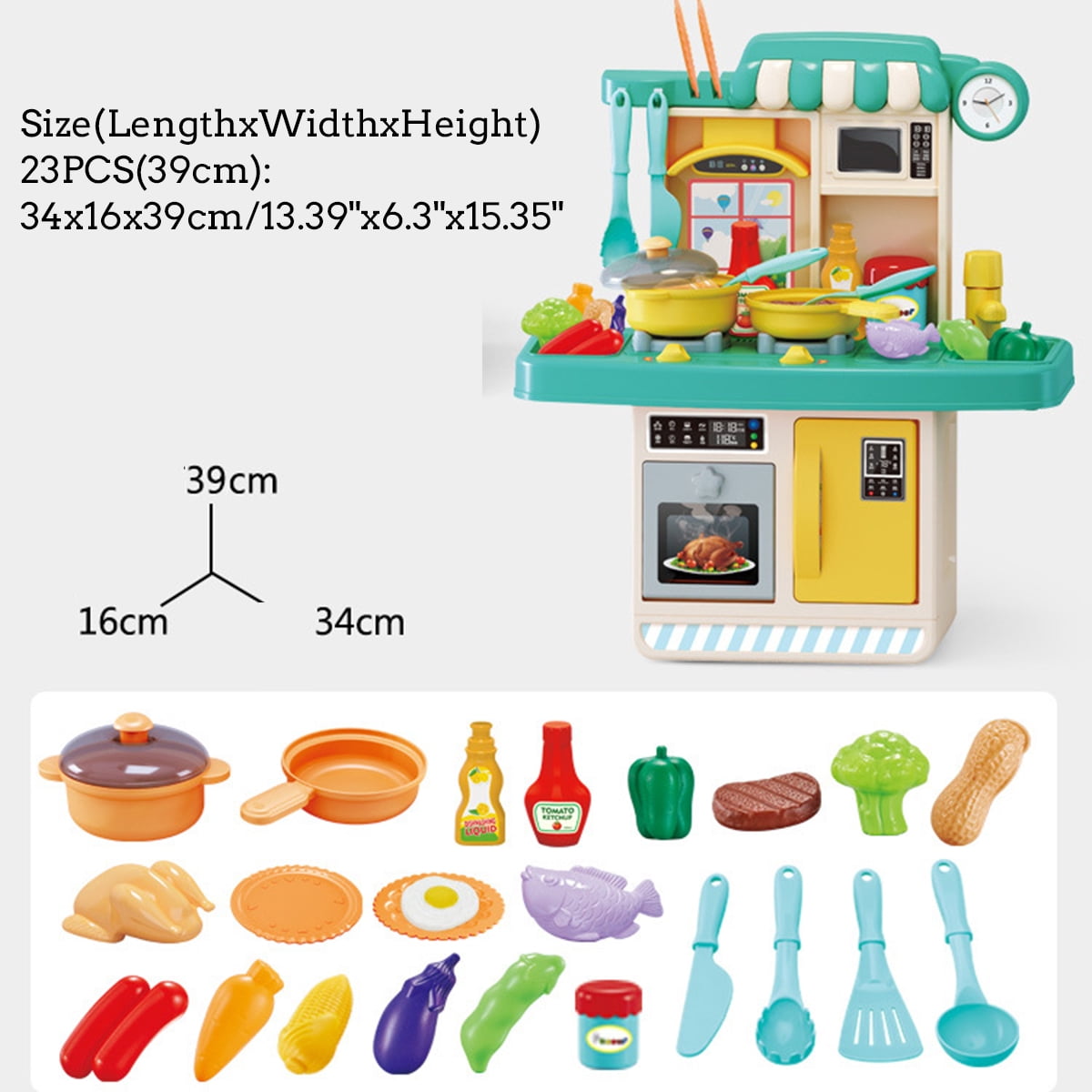 23/26PCS Kitchen Playset Pretend Play Toy Cooking Set With Light Sound ...