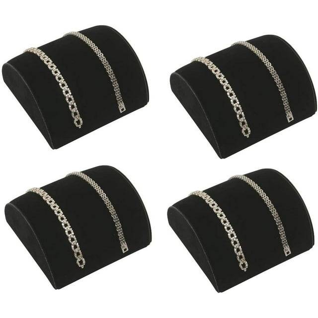 888 Display - 4 Piece Set Black Velour Half Moon Bracelet Showcase ...