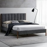 Omax Decor Exton Upholstered Platform Queen Bed in Dark Gray Fabric ...