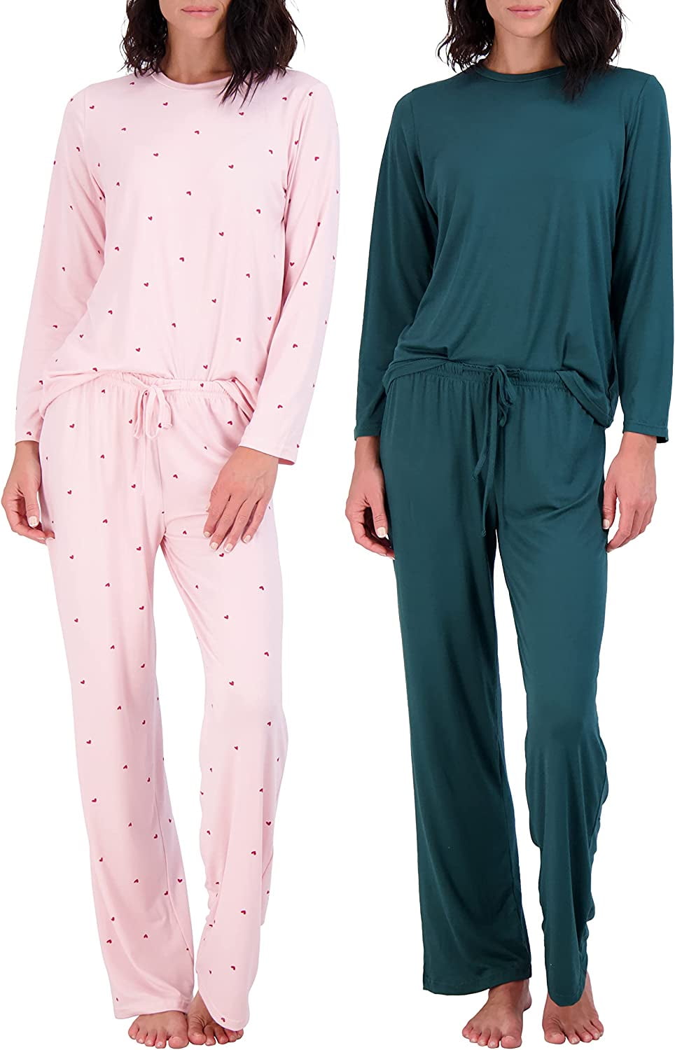 Real Essentials 2 Pack: Women’s Pajama Set Super-Soft Short & Long ...
