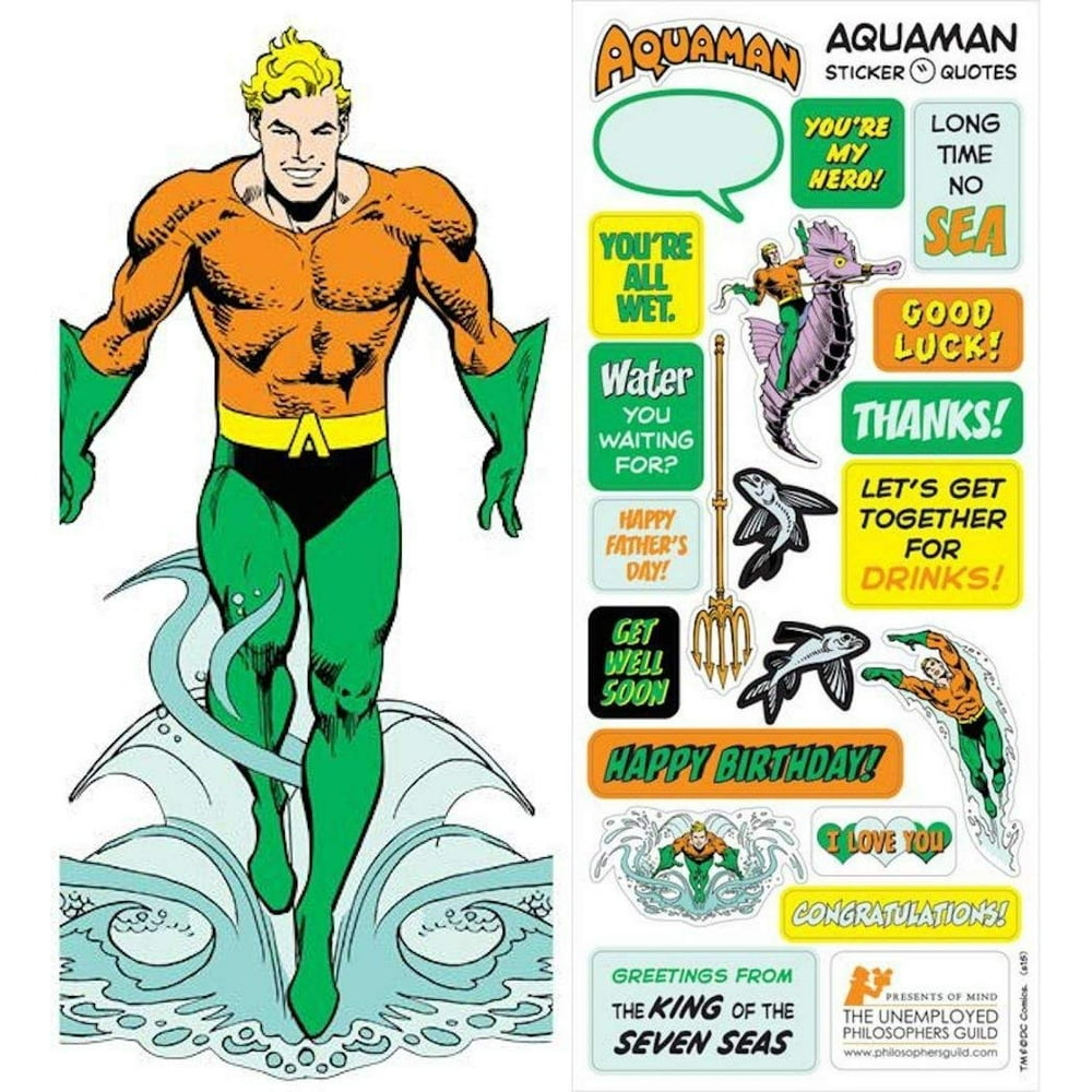 Stationery - Aquaman - Card and Sticker Sheet New 4407 - Walmart.com ...