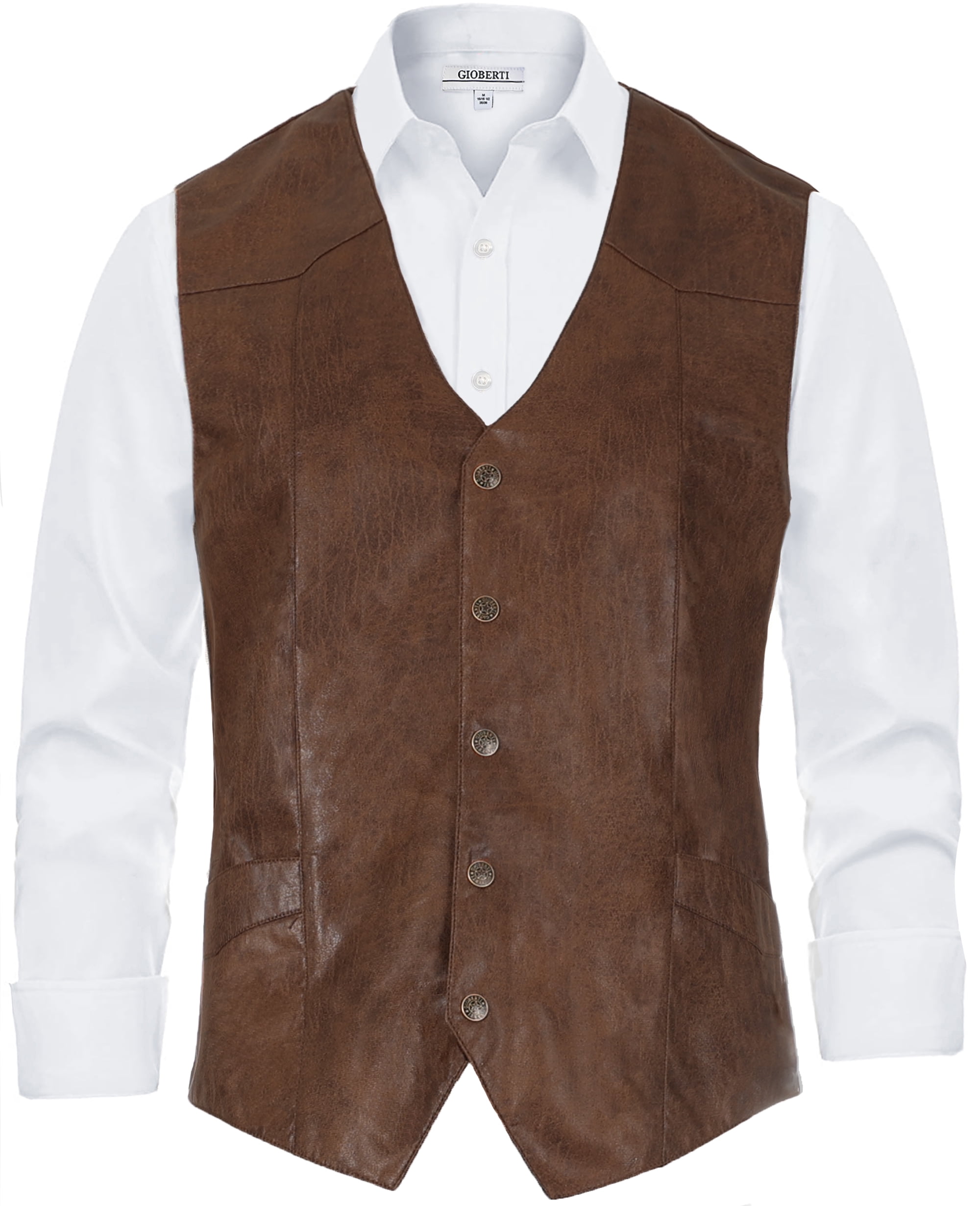 Gioberti Men's 5 Button Faux Leather Vest - Walmart.com
