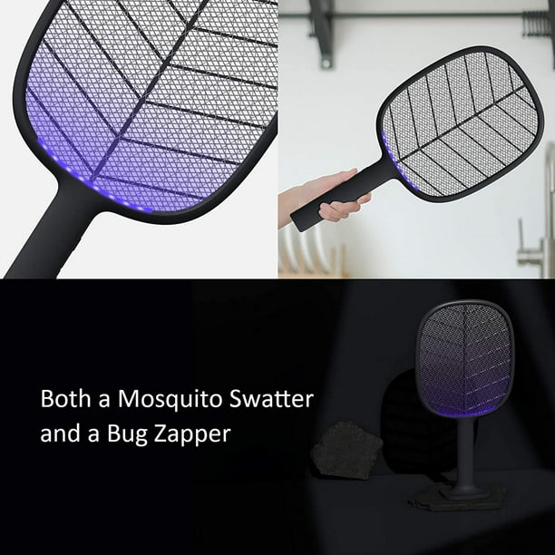 Greswe Portable Handheld Bug Zapper Racket For Indoor Outdoor Use Usb Rechargeable Electric Fly Swatter For Fly Bug Pest Insects Mosquito Killer