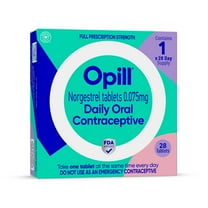 Opill Daily Oral Birth Control Pills, Progestin-Only, 1 Month, 28 Count ...