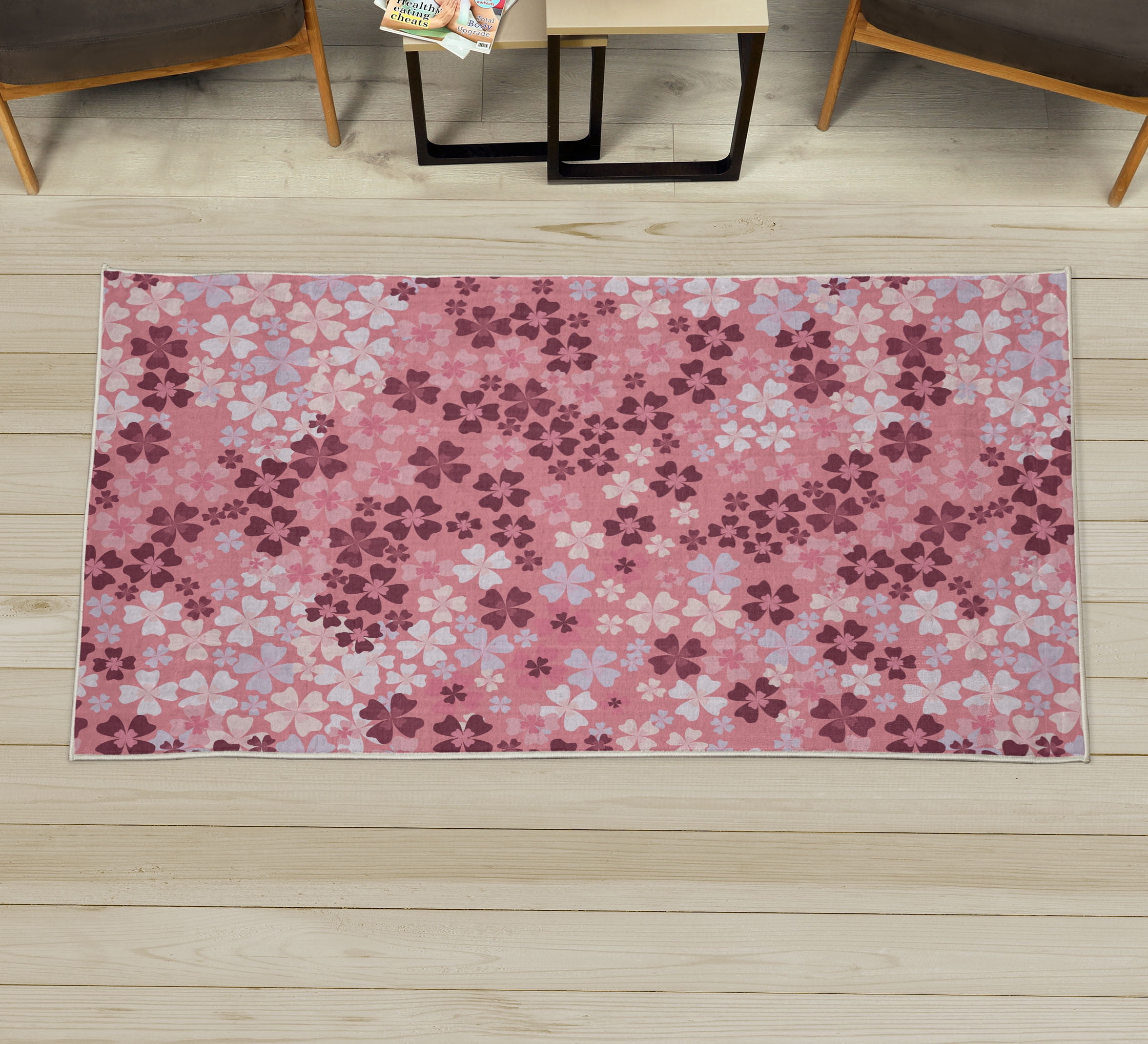 Flower Decorative Rug, Lilac Flowers Blossoms in Spring Romantic Meadow ...