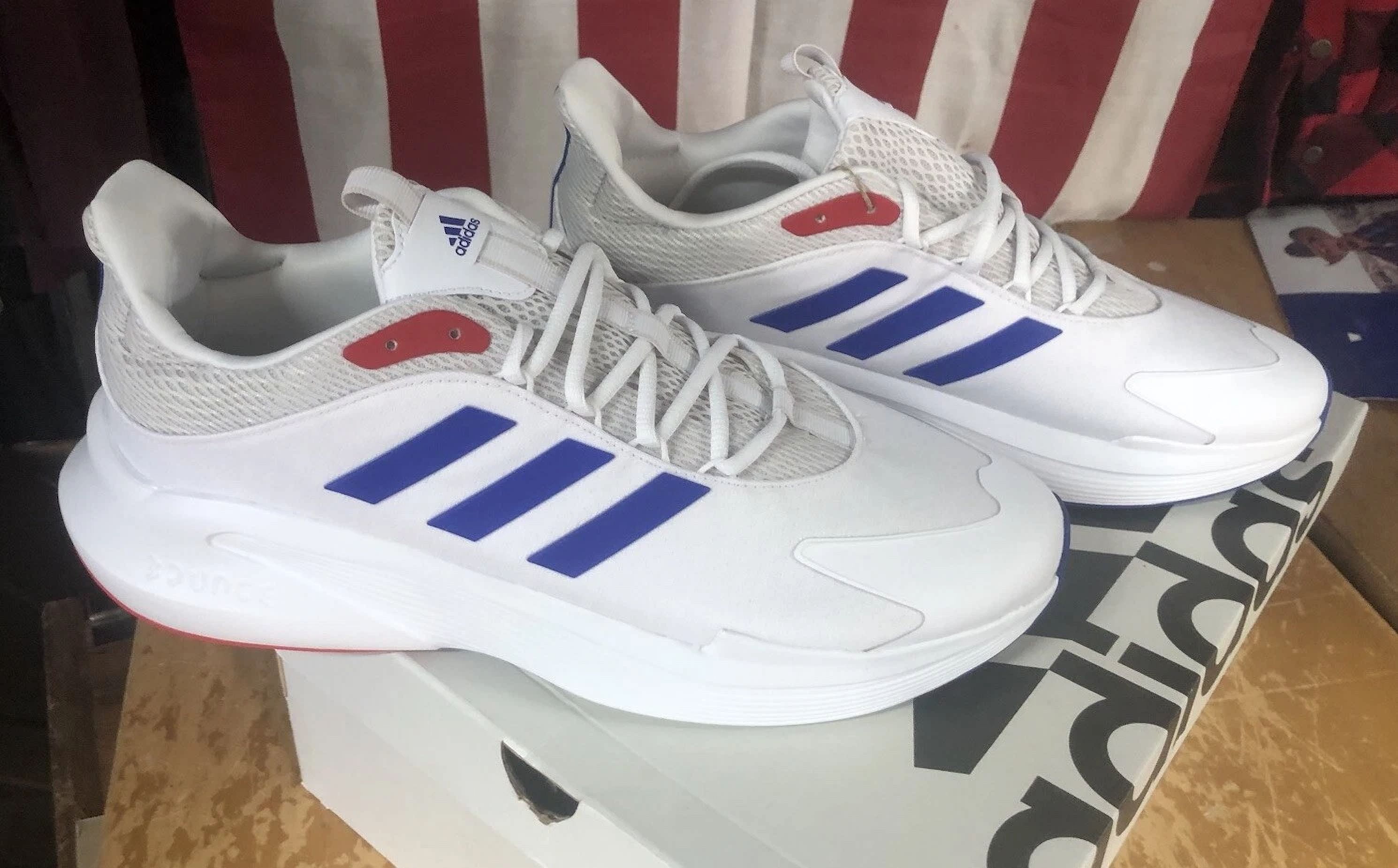 New in Box Adi - das AlphaEdge+ IE6304 White Blue Red 3-stripe Running Shoe Mens 13 | Bodega ...