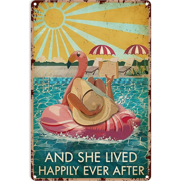 Funny Swimming Pool Signs Flamingo Pool Rule Metal Sign Decor Tin ...