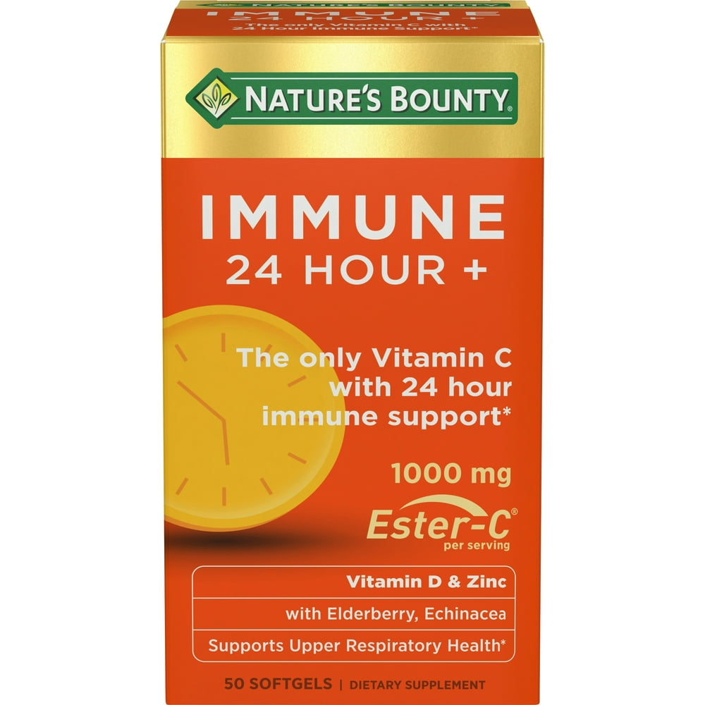 Nature's Bounty Immune 24, Immune Support Softgels, 1000 Mg, 50 Ct ...