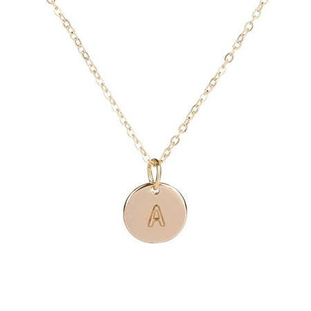 Coin Shape Round Pendant Necklace Alphabet Disc Neck Chain chain ...