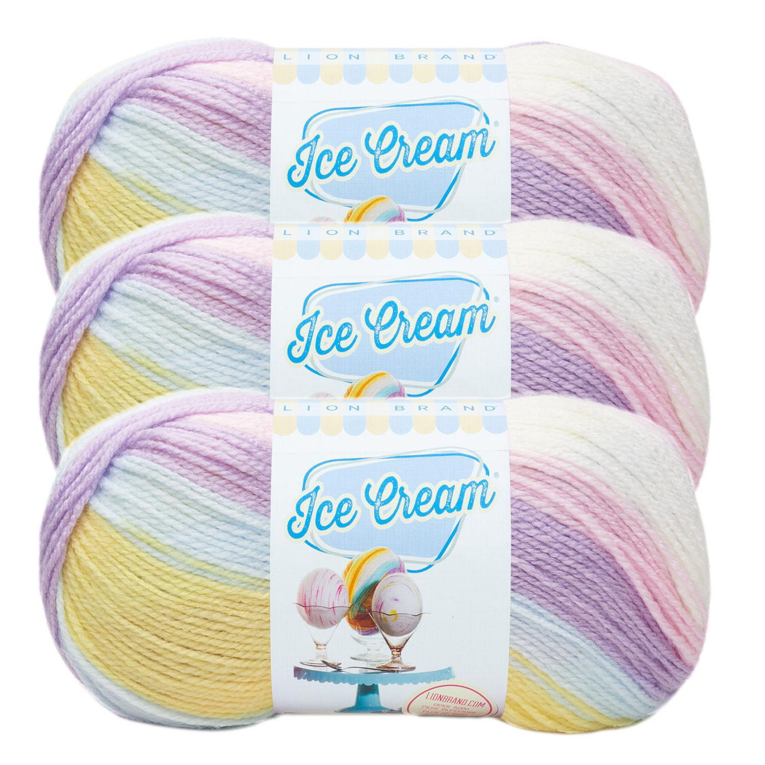 Lion Brand Ice Cream® Yarn #3 Light/DK Yarn 100g/360m 3-Pack - Walmart.ca
