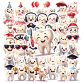 50pcs Adorable Tooth Stickers Cartoon Dentist Kawaii Decals Birthday ...
