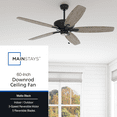 Mainstays 60" Black Large Room Indoor/Outdoor Ceiling Fan with 5 Blades ...