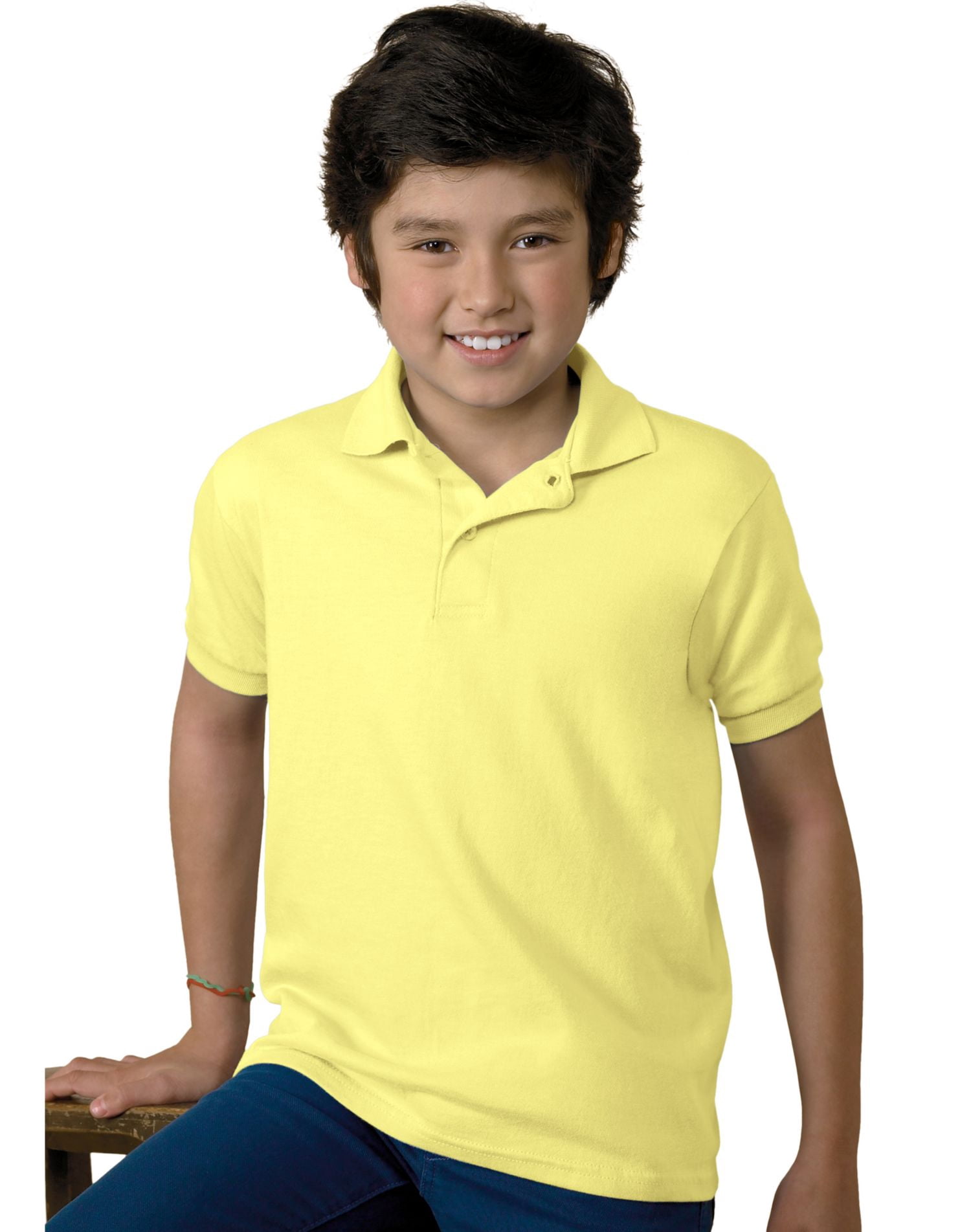 Hanes Boys School Uniform Cotton-Blend Jersey Polo (Little Boys & Big ...