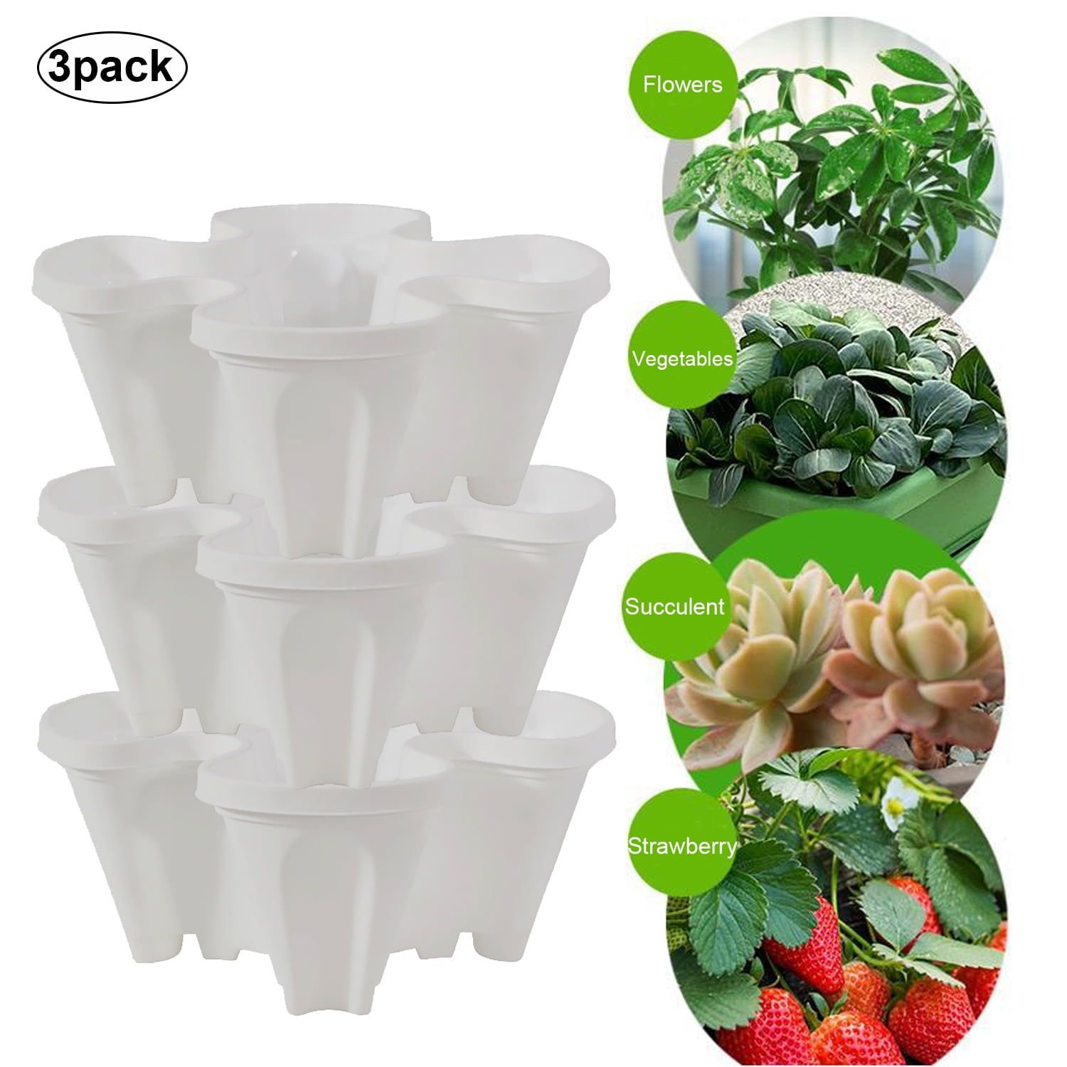 Mojoyce Large Stackable Planters 3Pack- Grow More in Less Space - Plant ...