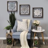 Stratton Home Decor Farmhouse White Wall Decor, Metal Flower, Rustic ...