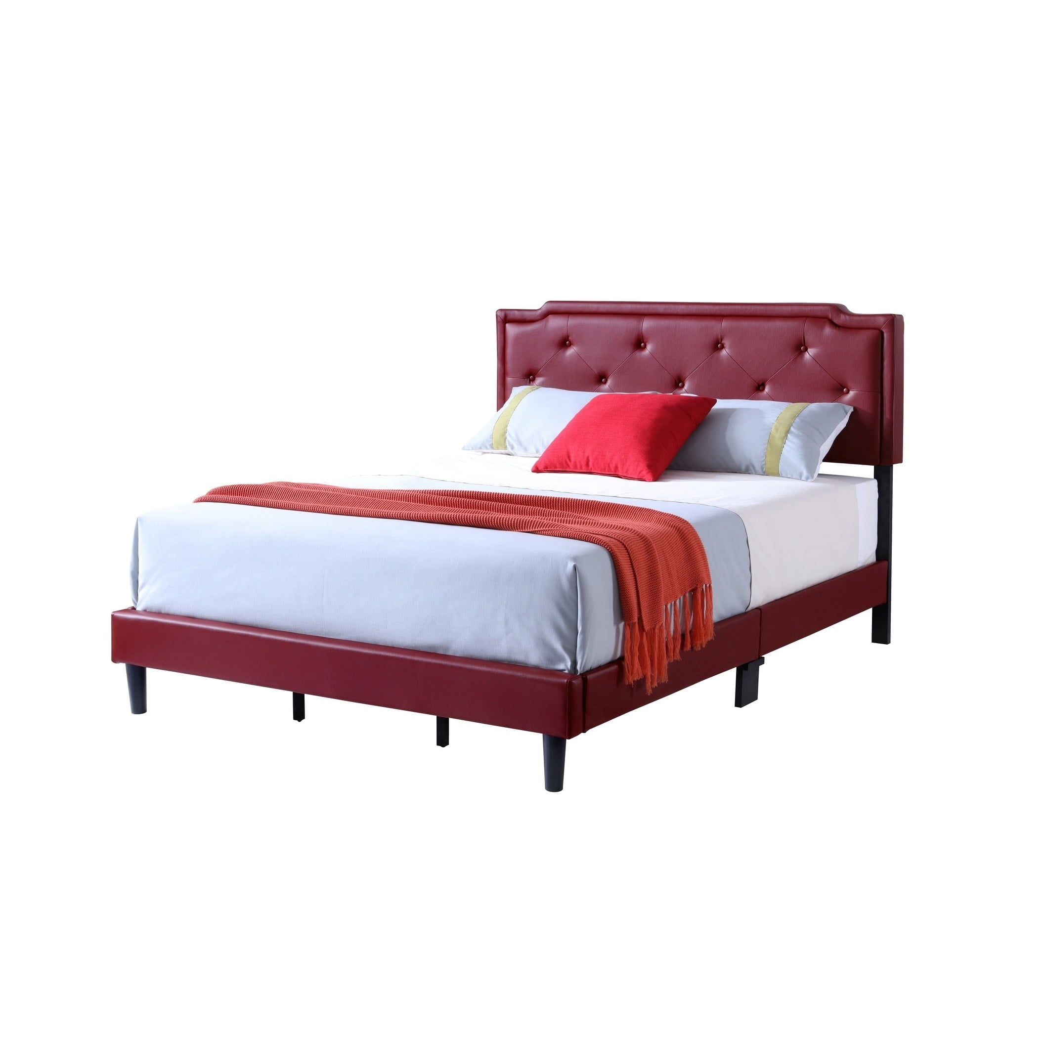 Red Faux Leather Full Bed - Walmart.com